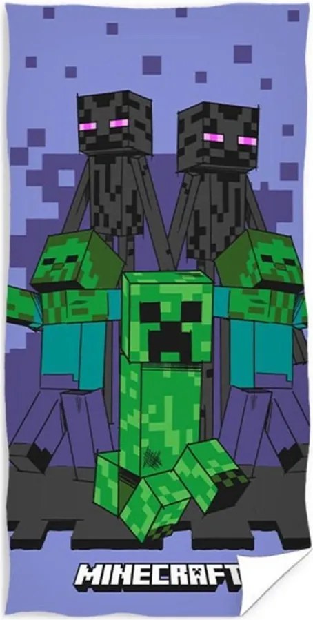 Plážová osuška Minecraft - motiv Enderman Monsters - 100% bavlna, froté s gramáží 300 g/m² - 70 x 140 cm