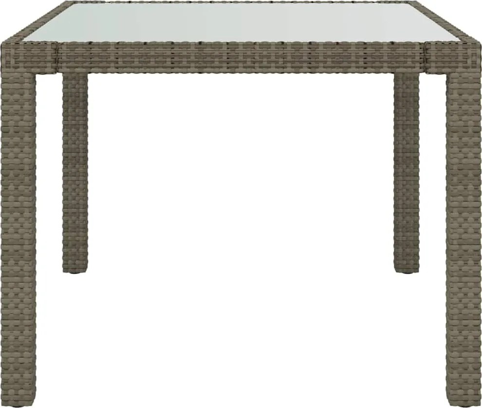 Zahradní stůl 90 x 90 x 75 cm tvrzené sklo a polyratan šedý 316700