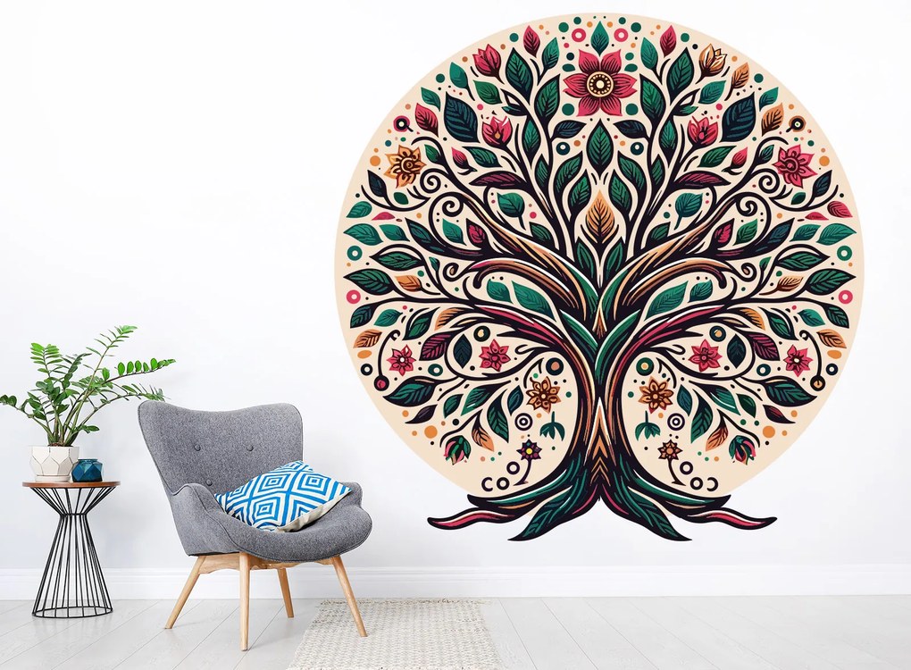 Dekorace stromu textilní přelepitelná samolepka na zeď arch 100 x 100 cm