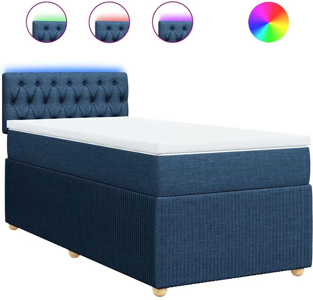 Box spring postel s matrací modrá 90x190 cm textil 3289624