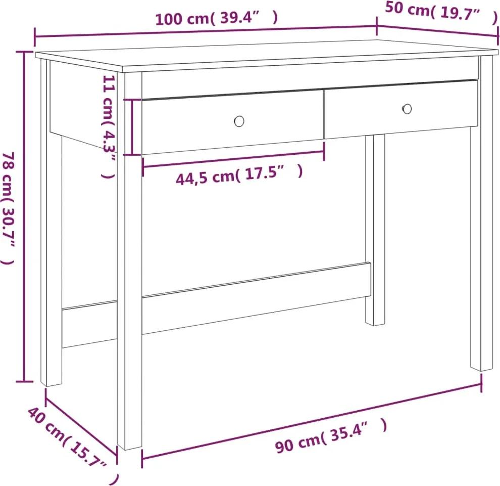 vidaXL Psací stůl se zásuvkami 100x50x78 cm masivní borové dřevo [824644] Barva: Přírodní