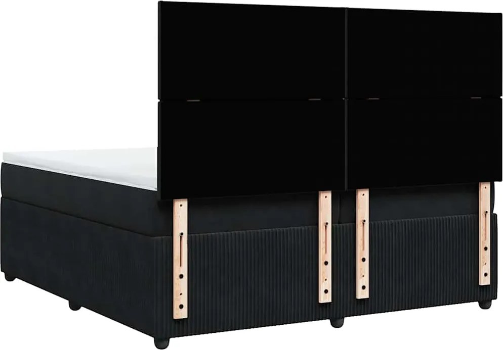Box spring postel s matrací černá 200x200 cm samet 3292426