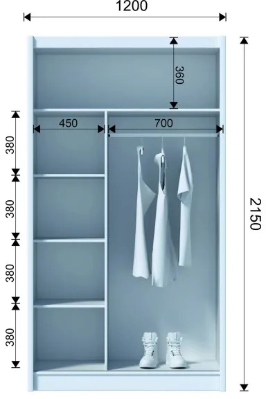 Šatní skříň se zrcadlem SABRINA 120x215 cm dub craft