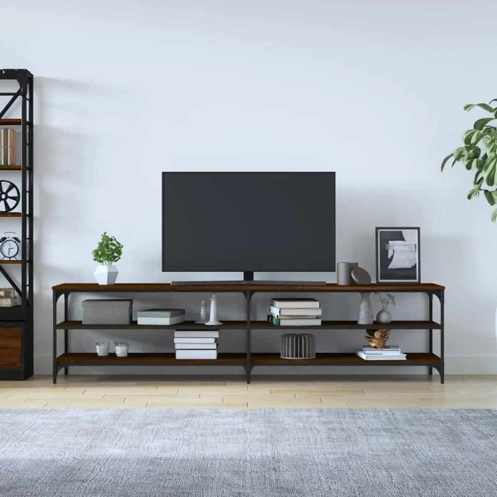 TV skříňka hnědý dub 200 x 30 x 50 cm kompozitní dřevo a kov