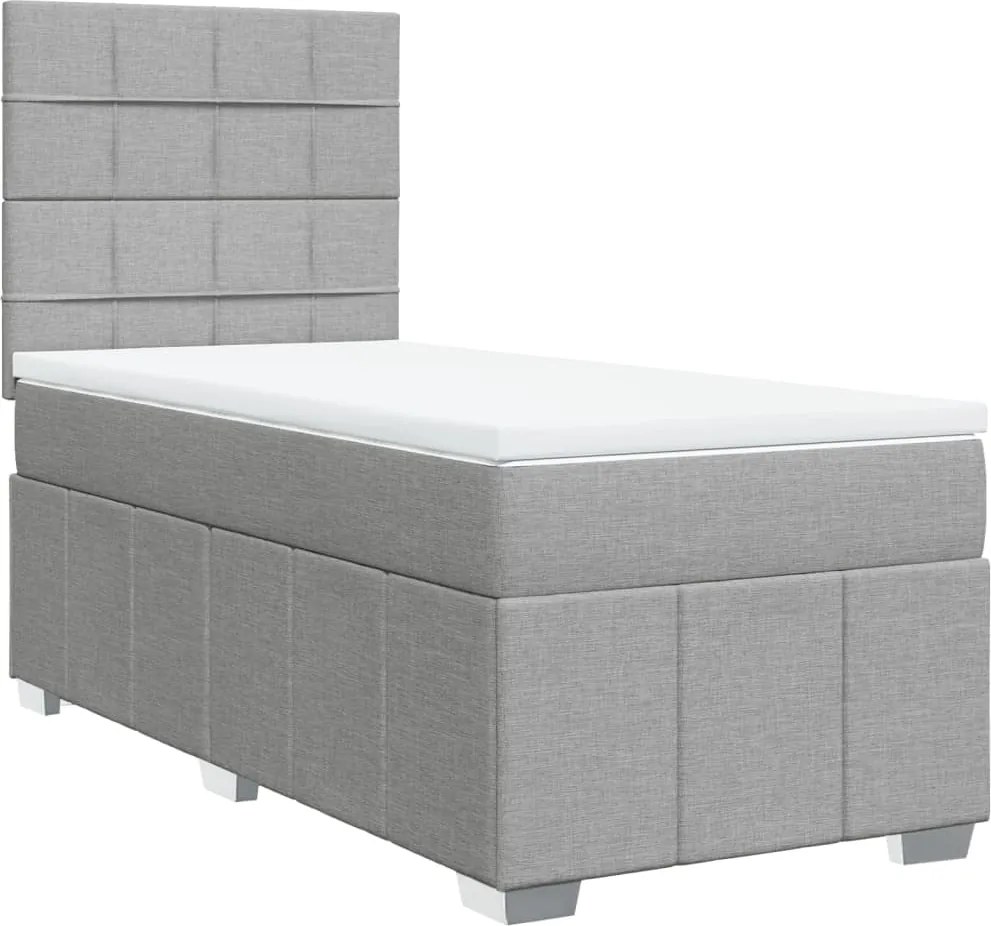 Box spring postel s matrací světle šedý 100 x 200 cm textil 3291579
