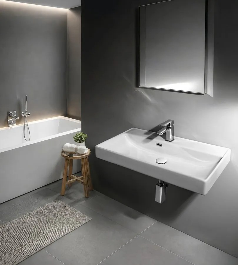 Aqualine Parla obdélníkové umyvadlo 80 x 38 cm s otvorem pro baterii s přepadem keramické bílá 9980