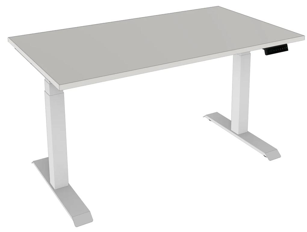 NOBL Dynamic + Elektr. nastavitelný polohovací stůl 140x80 s pamětí Dynamic + Dekor stolové desky: bílá, Barva podnože: bílá