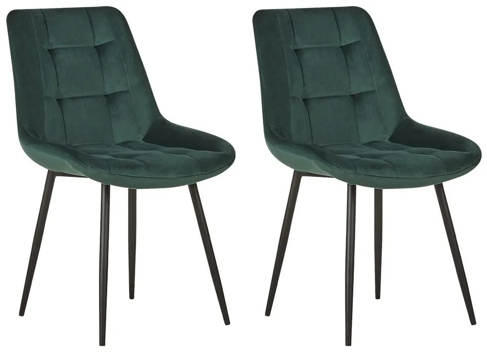 Sada 2 sametových jídelních židlí zelená  MELROSE Beliani