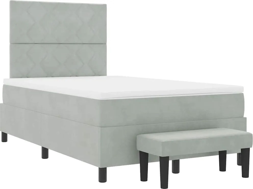 Postel s boxspringem s čelo Světle šedá 190 x 120 cm samet 3344564