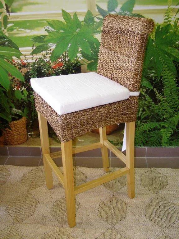 Ratan barová židle LENKA - borovice - banánový list