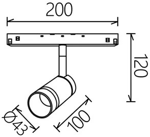 Mantra Magneto 48V Split, černozlatý spot LED 7W 3000K 38°, on/off, průměr 4,3cm