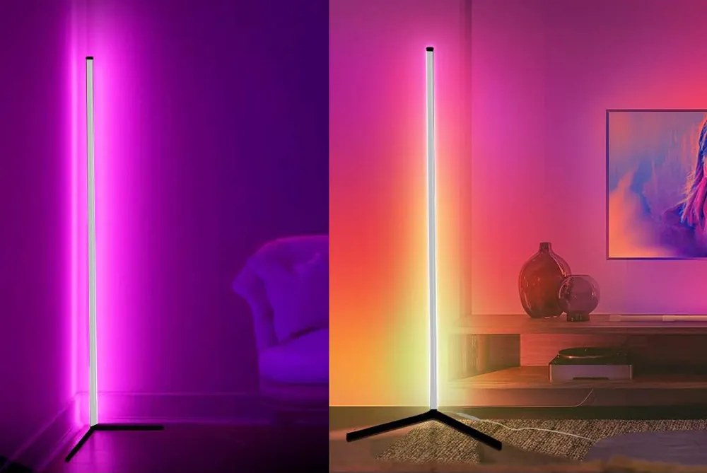 Verk Group Podlahová rohová rgb led lampa na noční stolek pro použití v ložnici 1,5