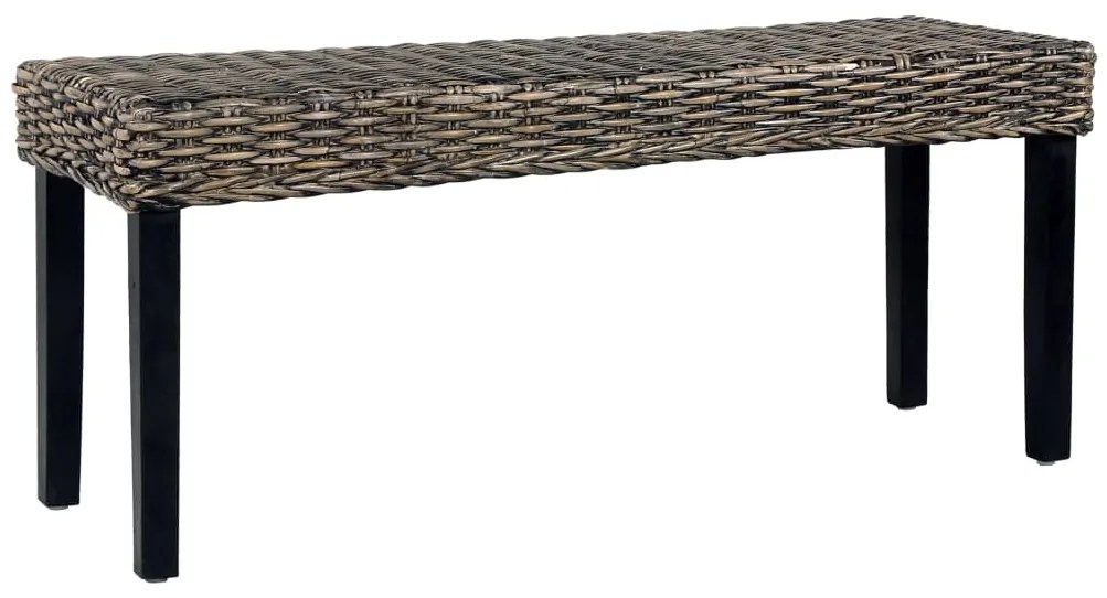 285790 vidaXL Lavice 110 cm černá přírodní kubu ratan a masivní mangovník