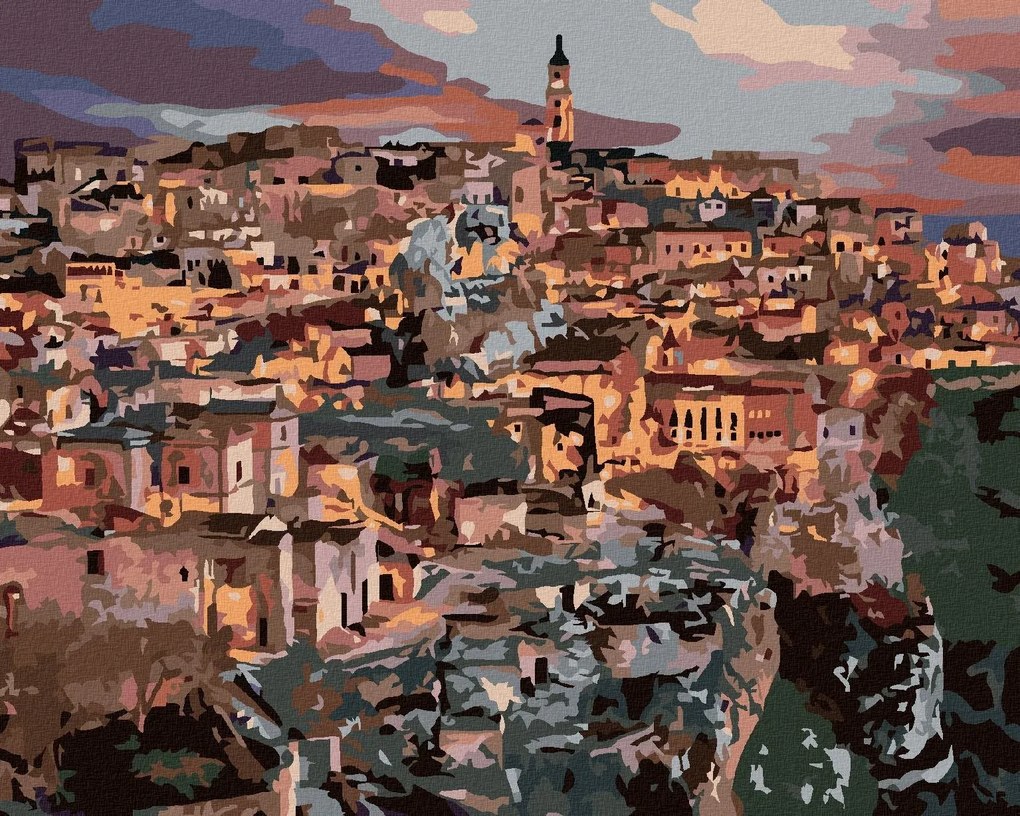 Malování podle čísel město matera, 40x50 cm, bez rámu a bez vypnutí plátna
