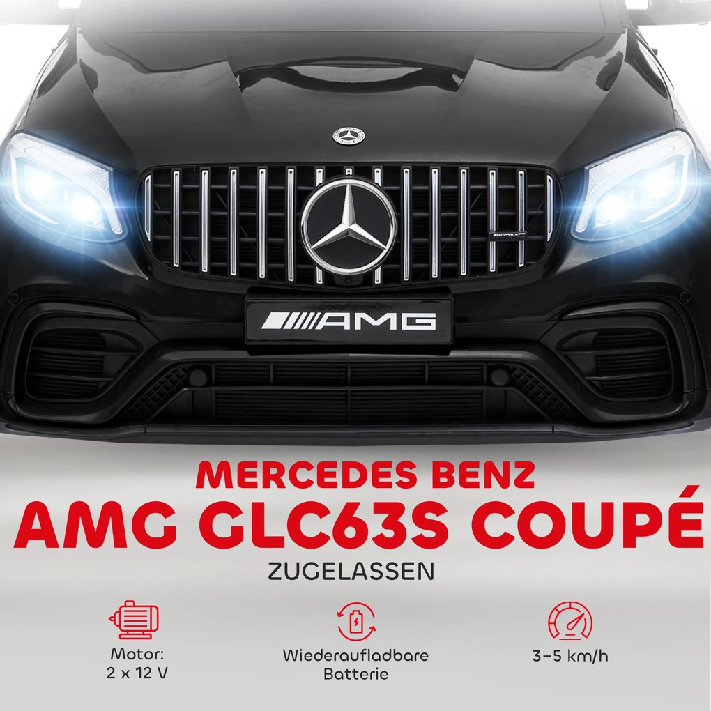 HOMCOM dětské autíčko Mercedes-Benz AMG GLA45 licencované elektrické autíčko s dálkovým ovládáním MP3 bezpečnostní pásy pro 37-60 měsíců Černá