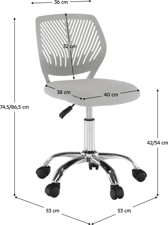 Tempo Kondela Dětská židle SELVA, šedá/chrom