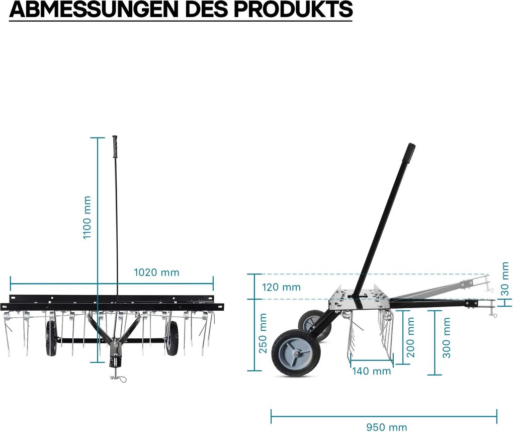 Vertikutátor Wiltec – 100 cm, černá (51705)