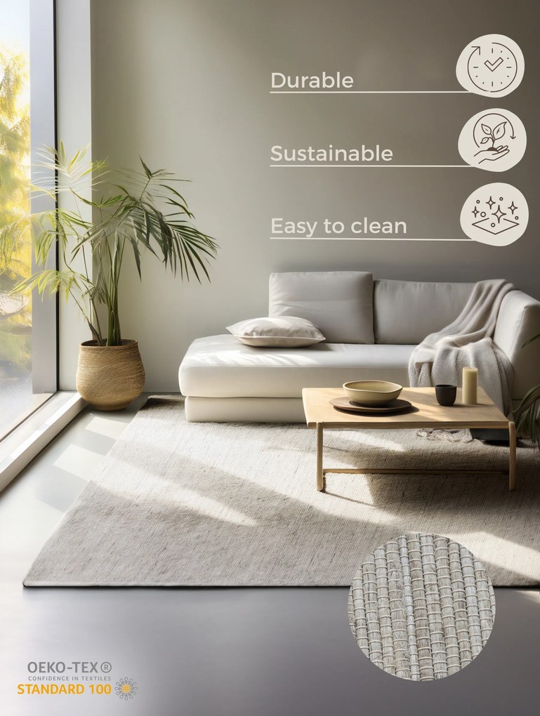 Hanse Home, Kusový koberec Handloom 105960 Dhaka Ivory White, 190x280, bílá, chodba / předsíň