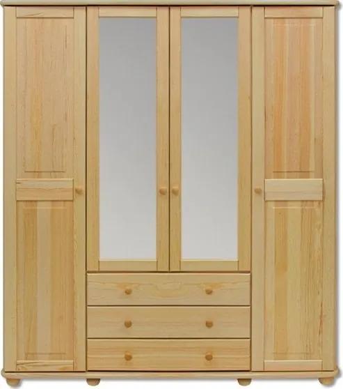Casarredo - Komfort nábytek Šatní skříň FS-130, 4-dveřová se zrcadlem | barva: moření dub