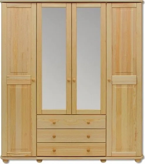 Casarredo - Komfort nábytek Šatní skříň FS-130, 4-dveřová se zrcadlem | barva: moření gray