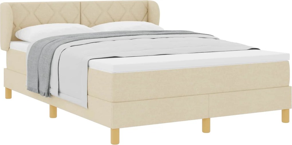 Postel s boxspringem s čelo Krémová 160 x 200 cm textil 3340288