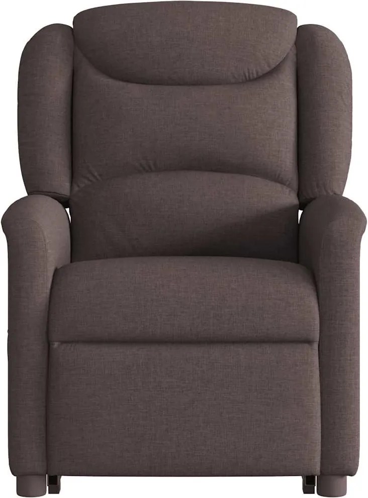 Elektrické zvedací polohovací křeslo tmavě hnědé textil 3303219