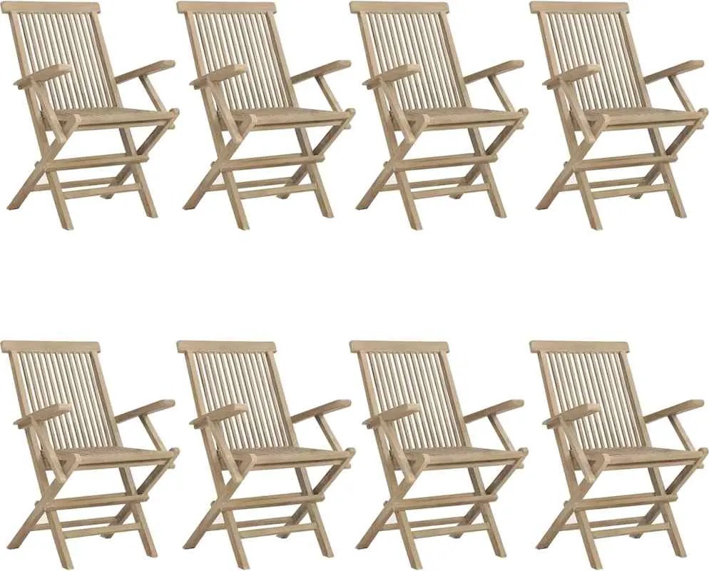 Skládací židle 8 ks, šedé, 56x61x89 cm, masivní teak 3155072