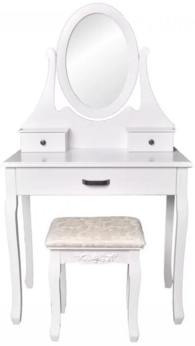 MODERNHOME Toaletní kosmetický stolek se zrcadlem + taburetem Lucy