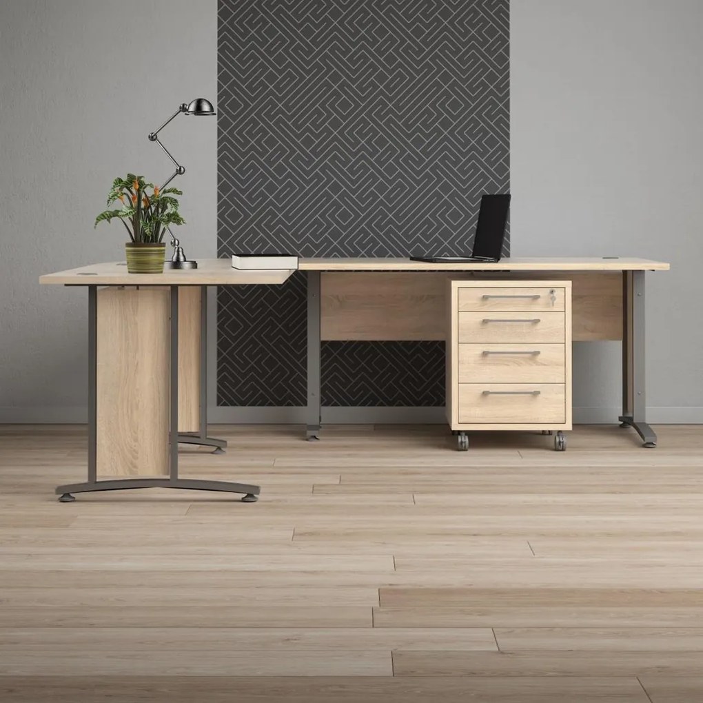 Rohové pracovní místo Modulo 230 x 200 cm, dub sonoma / šedá
