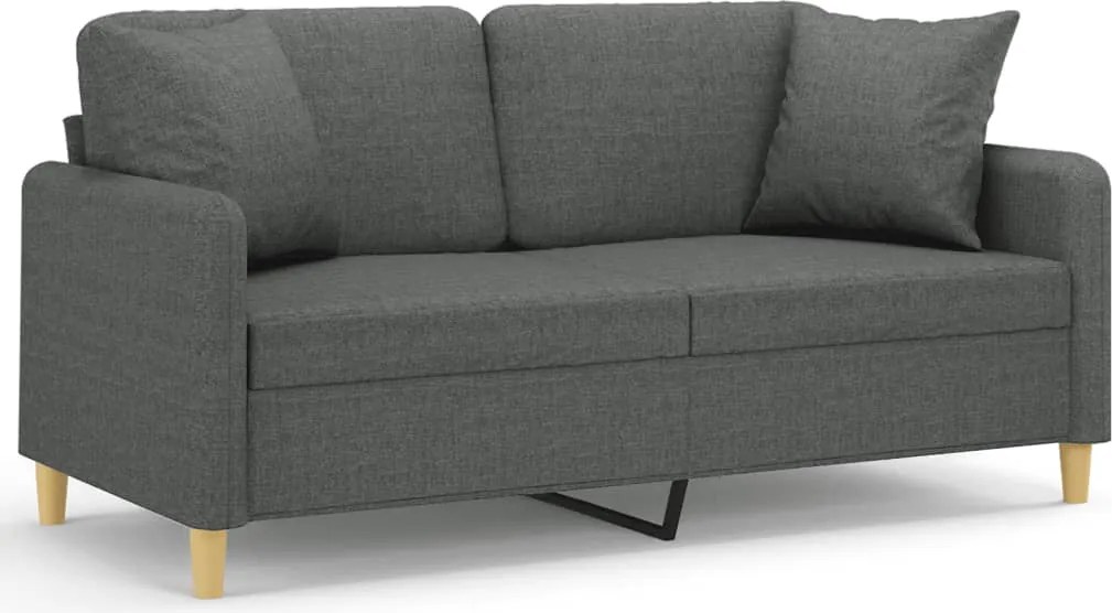 2místná pohovka s polštáři tmavě šedá 140 cm textil 3200910