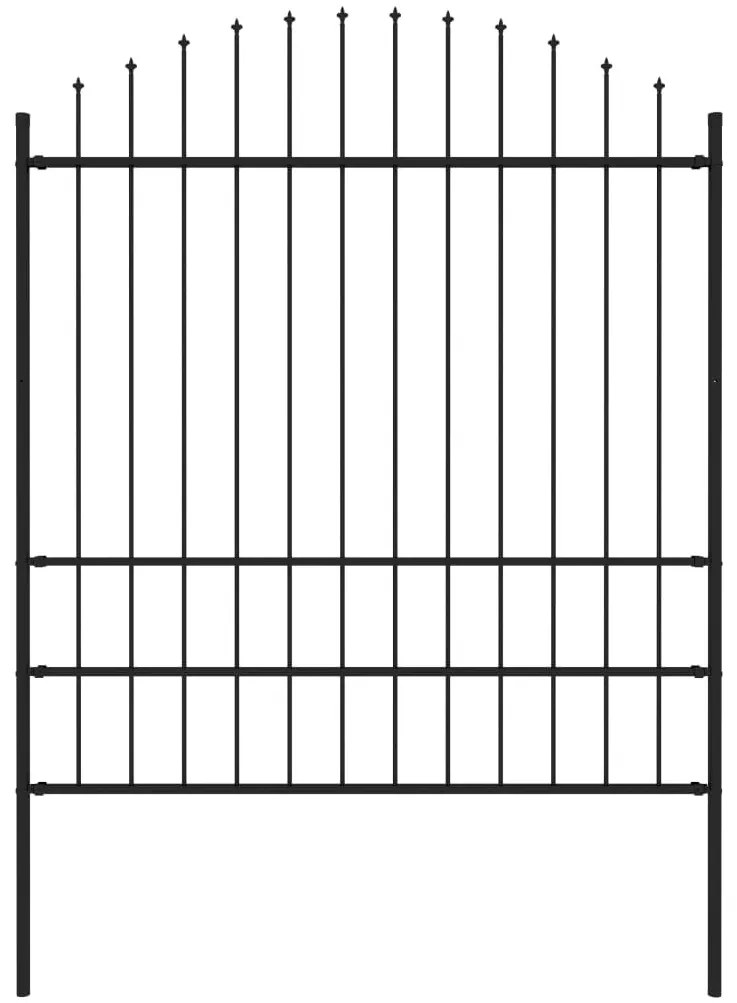 Zahradní plot s kopím nahoře ocelový 181 x 200 cm černý