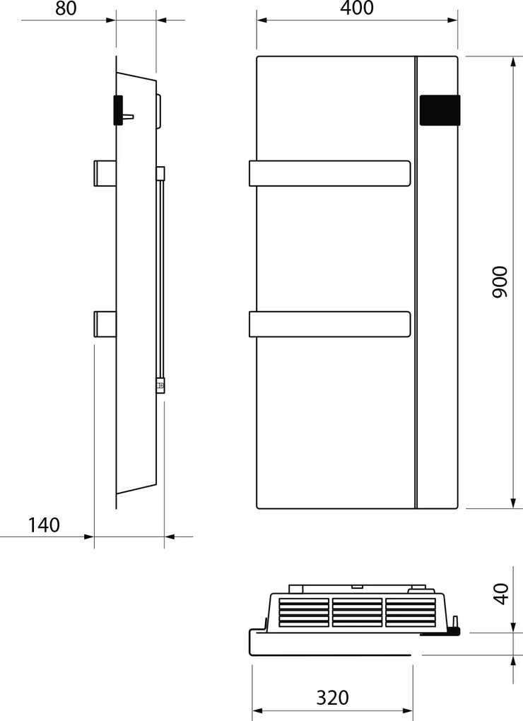 Sapho Sapho, ONSEN EVO elektrické topné těleso 400x900mm, 1000 W, bílá, ONS10001