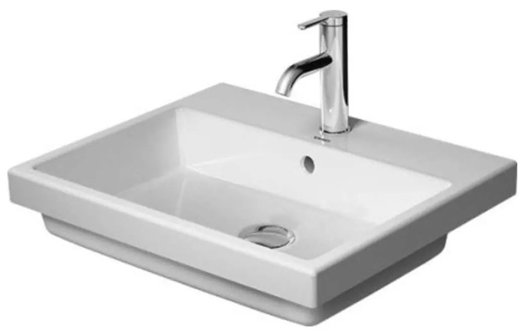 Duravit Vero Air - Umyvadlo vestavné 55x46 cm, s přepadem, otvor pro baterii, WonderGliss, bílá 03835500001