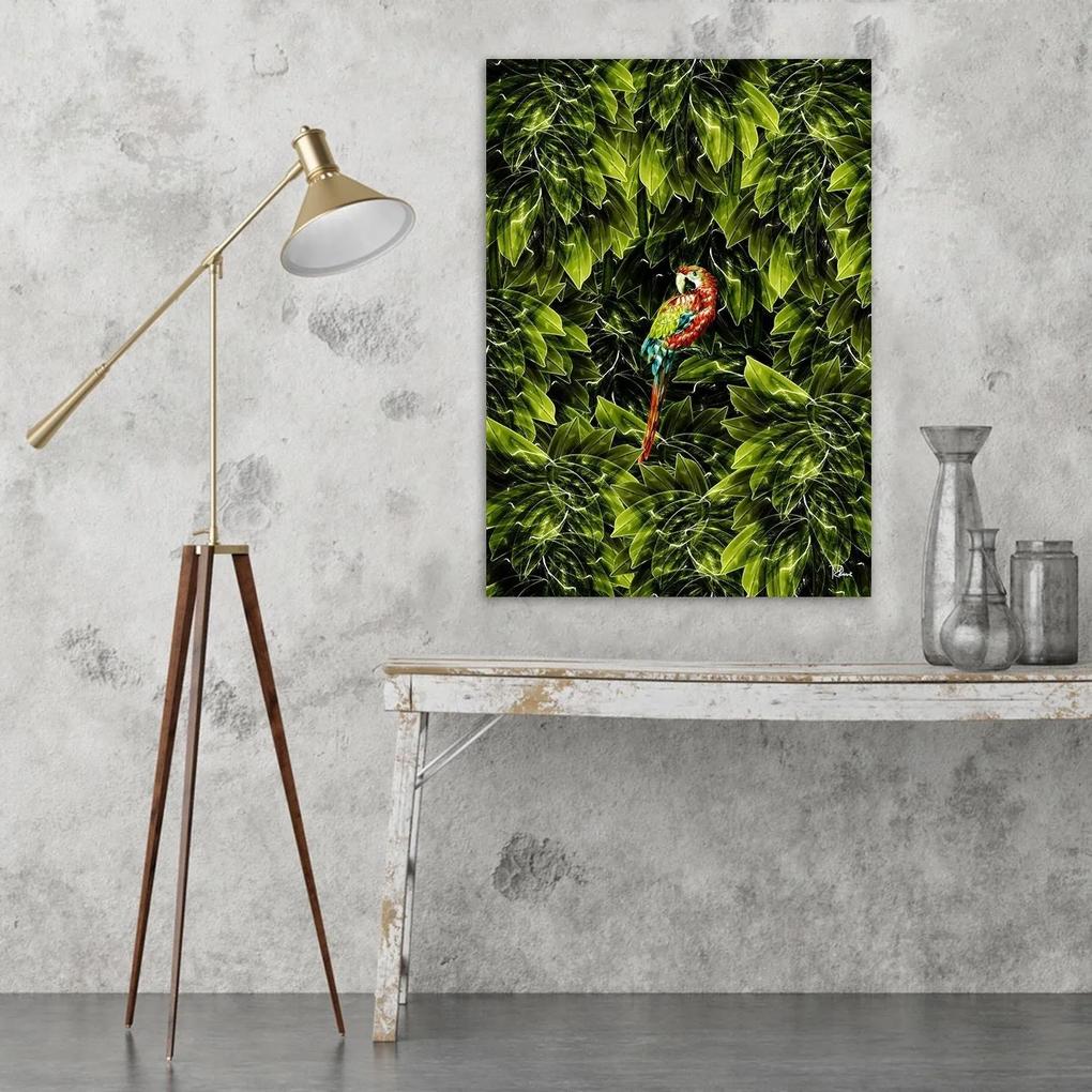 Gario Obraz na plátně Papoušek v listí - Rubiant Rozměry: 40 x 60 cm