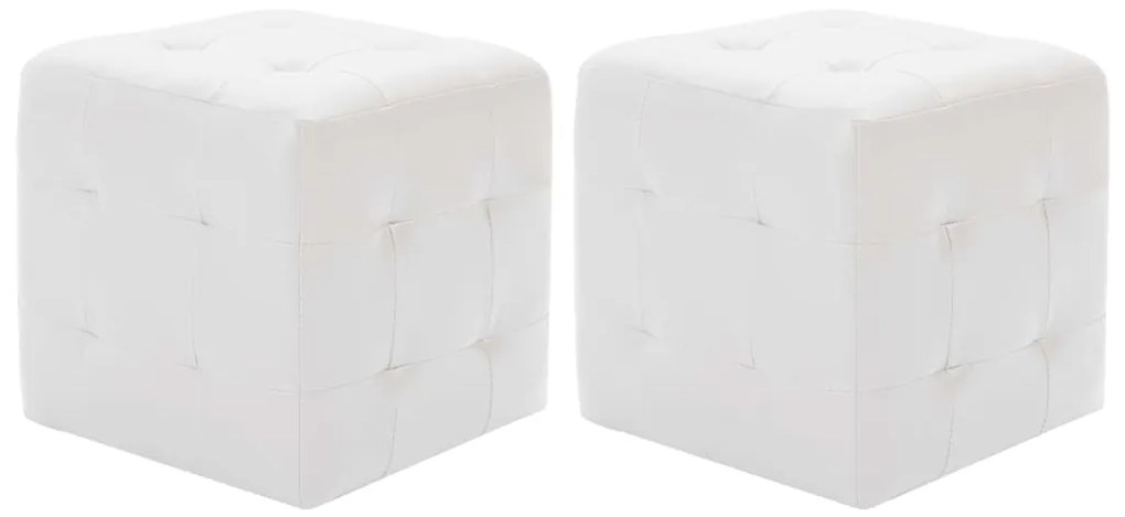 Taburety 2 ks bílé 30 x 30 x 30 umělá kůže 278389