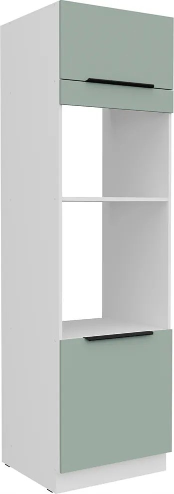 ARIA sb | vysoká skříňka 60 DPM-210 2F na vestavnou troubu a mikrovlnku | 60 cm | ANTI FINGERPRINT povrch | bílá/aquamarine