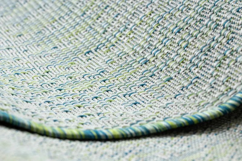 Dywany Łuszczów, Kusový koberec Sion Sisal Aztec 22184 green/blue/ecru – na ven i na doma, 80x150, zelená, chodba / předsíň