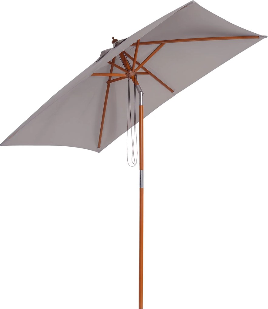 Outsunny Slunečník 200 x 150 x 235 cm s naklápěcím mechanismem – 3stupňově nastavitelný obdélníkový slunečník, voděodolný a UV-odolný pro pláž, balkon