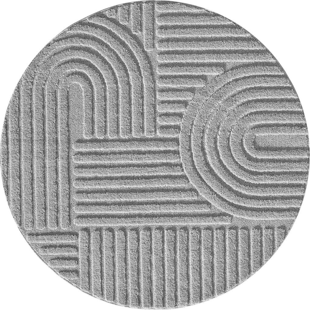 Ayyildiz, Kusový koberec Art 1121 Silver kruh, 160x160 (průměr) kruh, šedá, ložnice