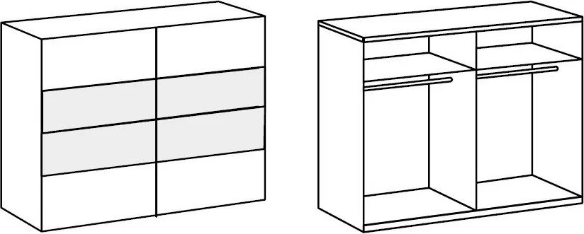 Šatní skříň s posuvnými dveřmi Nora, 225 cm, prkenný dub/bílá