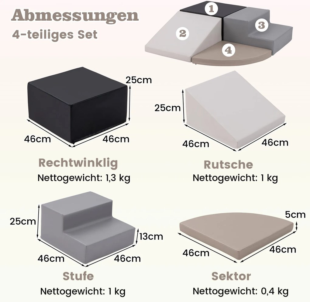Costway 4 KS. Pěnové stavebnice na běhání a lezení, obří stavebnice