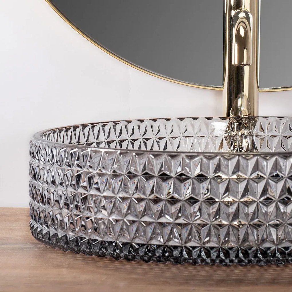 Rea, Umyvadlo na desku Rea Cristal Grey 39 nikl brush ring, REA-U8880