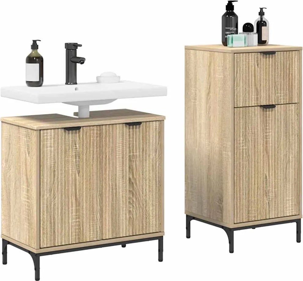 Sada koupelnového nábytku 2 ks Sonoma dub 39,5 x 36 x 88 cm 3393095