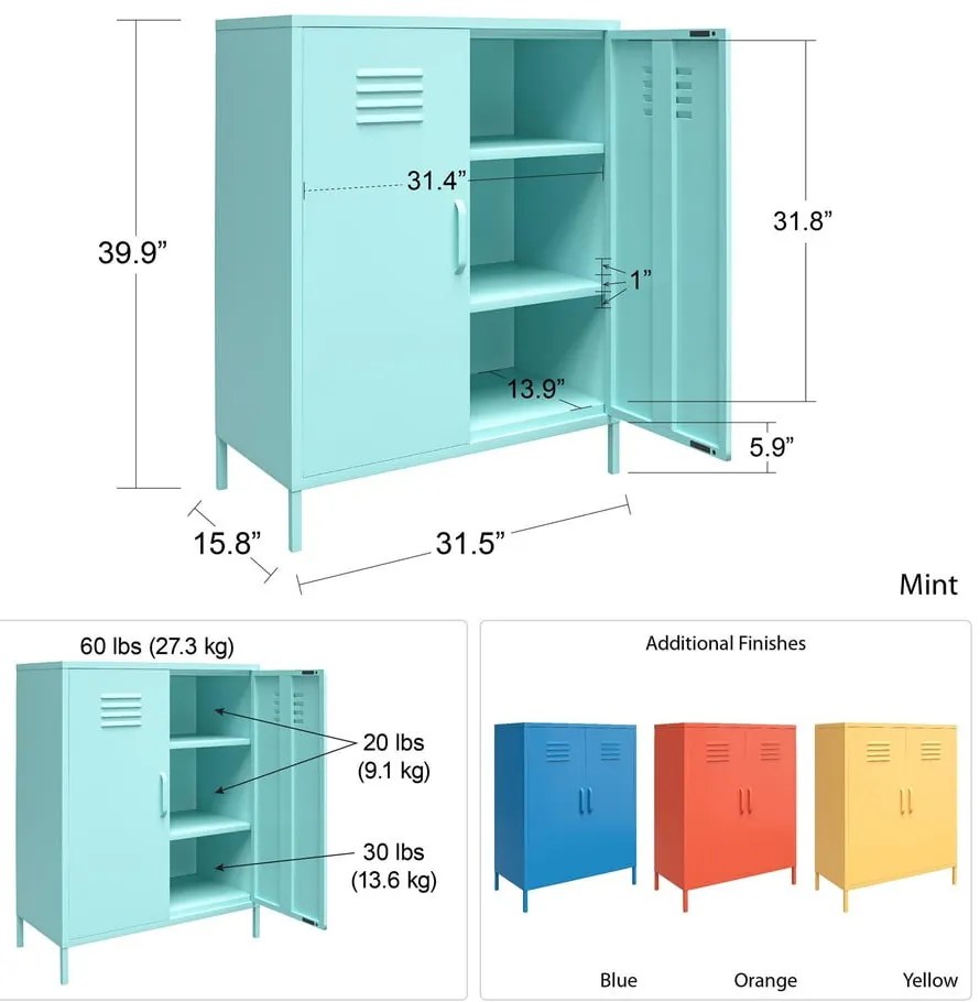 Oranžová kovová skříňka Novogratz Cache, 80 x 102 cm
