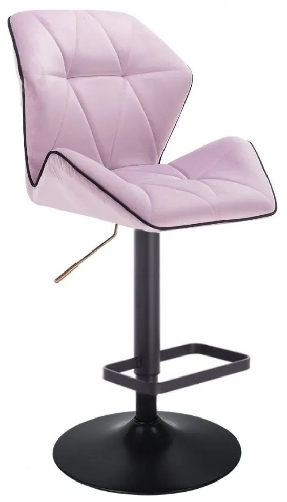 LuxuryForm DESIGN Barová židle MILANO MAX VELUR na černé kulaté podstavě - levandule