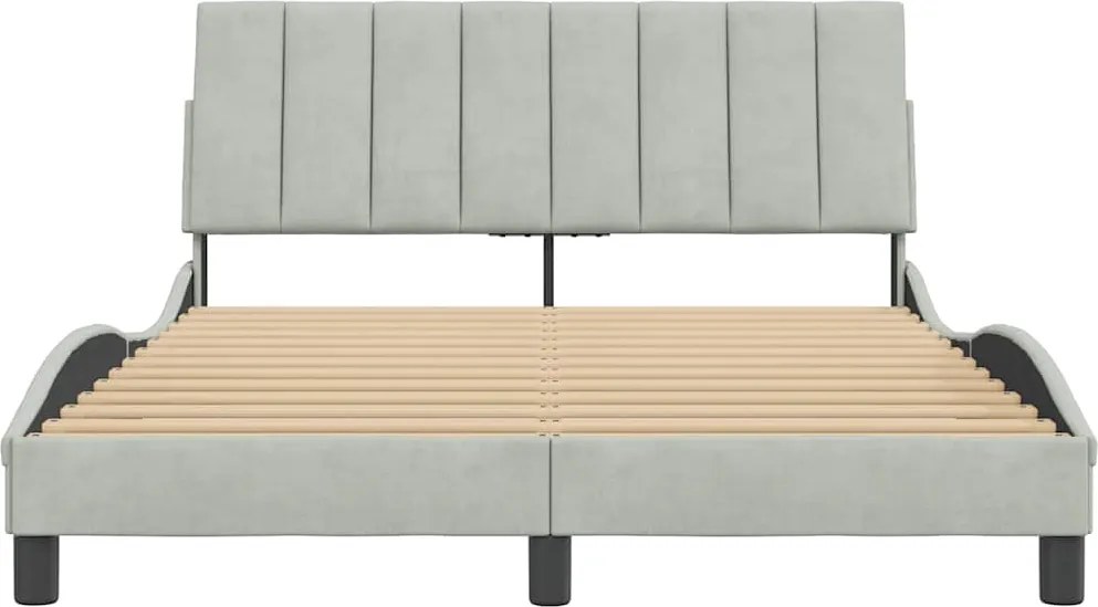 Rám postele bez matrace Hanko světle šedý 140 x 200 cm samet 3207849