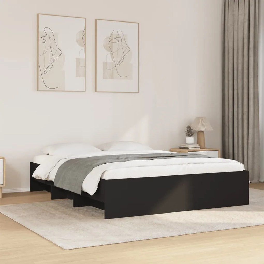 Rám postele černý 150 x 200 cm kompozitní dřevo 3295647