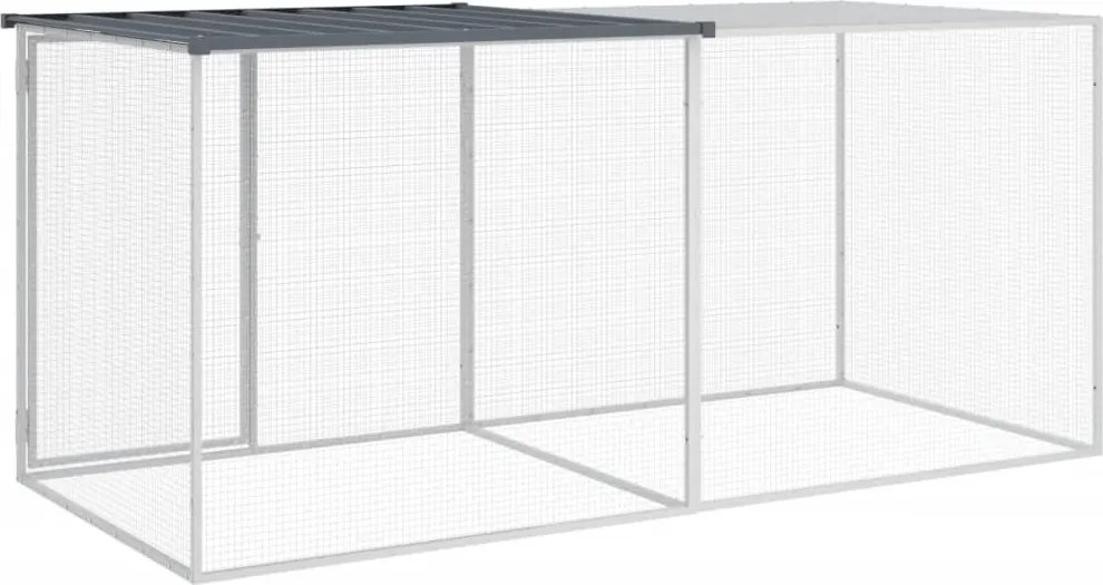 Klec pro kuřata se střechou antracitová 203 x 98 x 90 cm pozinkovaná ocel 3189039