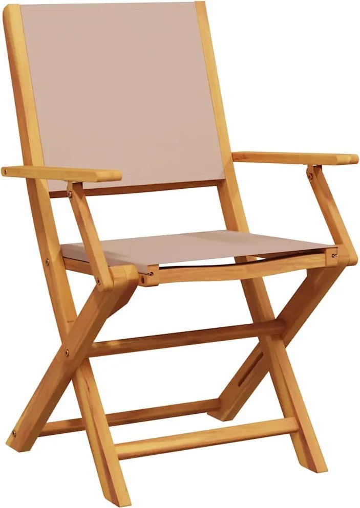 3dílný bistro set taupe textil a masivní dřevo 3281798
