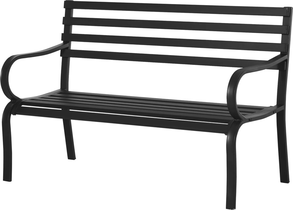 Outsunny zahradní lavička pro 2 osoby s nosností 240 kg - venkovní a vnitřní nábytek 127 x 58 x 82 cm černá | Aosom